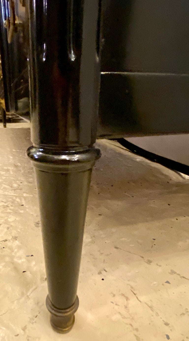 Hollywood Regency Dresser or Commode w. Marble-Top Jansen Style Black ...