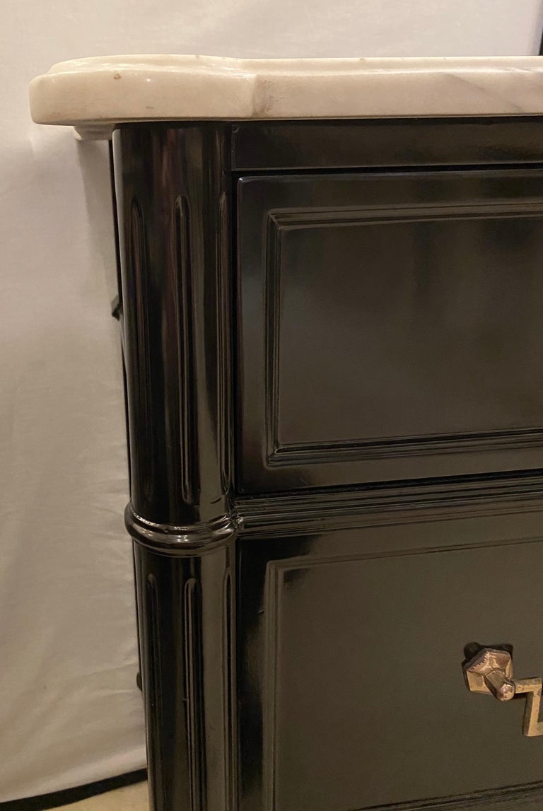 Hollywood Regency Dresser or Commode w. Marble-Top Jansen Style Black ...