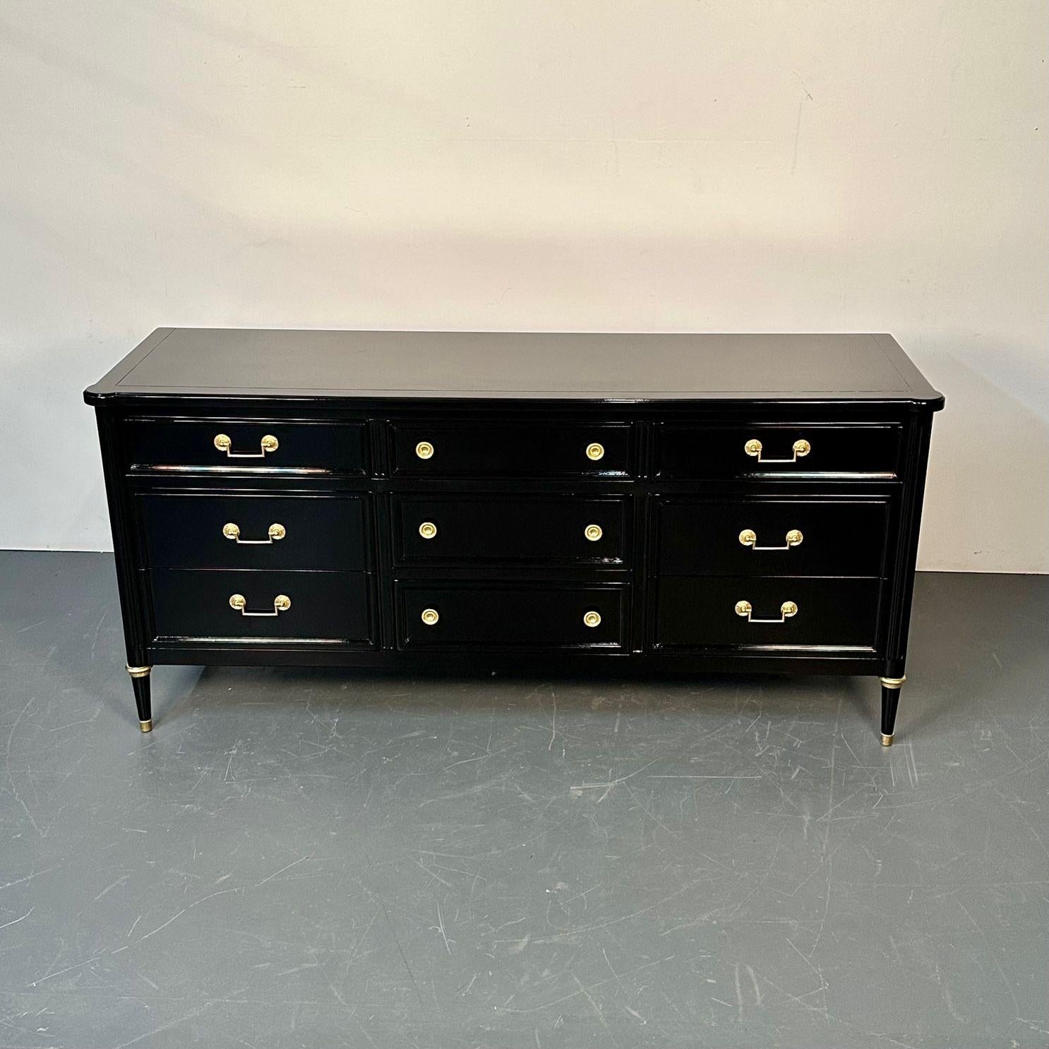 Hollywood Regency Ebony Lacquered Dresser, Chest of Drawers, Jansen ...