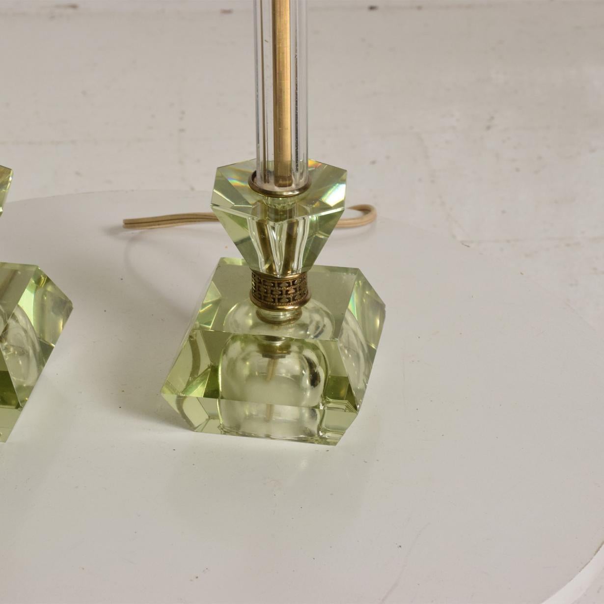 1950s Elegant Regency French Chartreuse Refined Crystal Table Lamps For ...