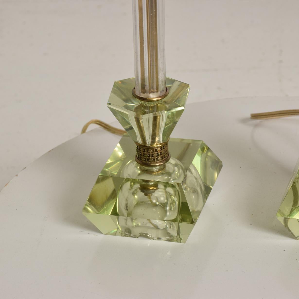 1950s Elegant Regency French Chartreuse Refined Crystal Table Lamps For ...