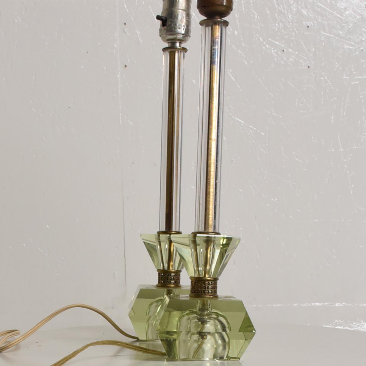1950s Elegant Regency French Chartreuse Refined Crystal Table Lamps For ...