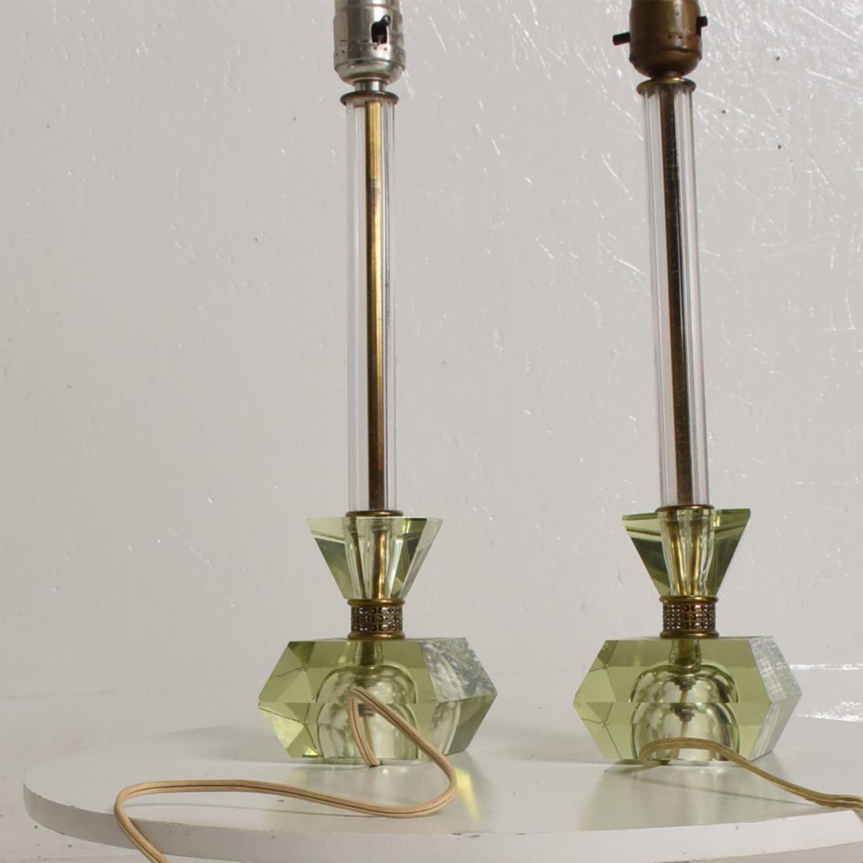 1950s Elegant Regency French Chartreuse Refined Crystal Table Lamps For ...