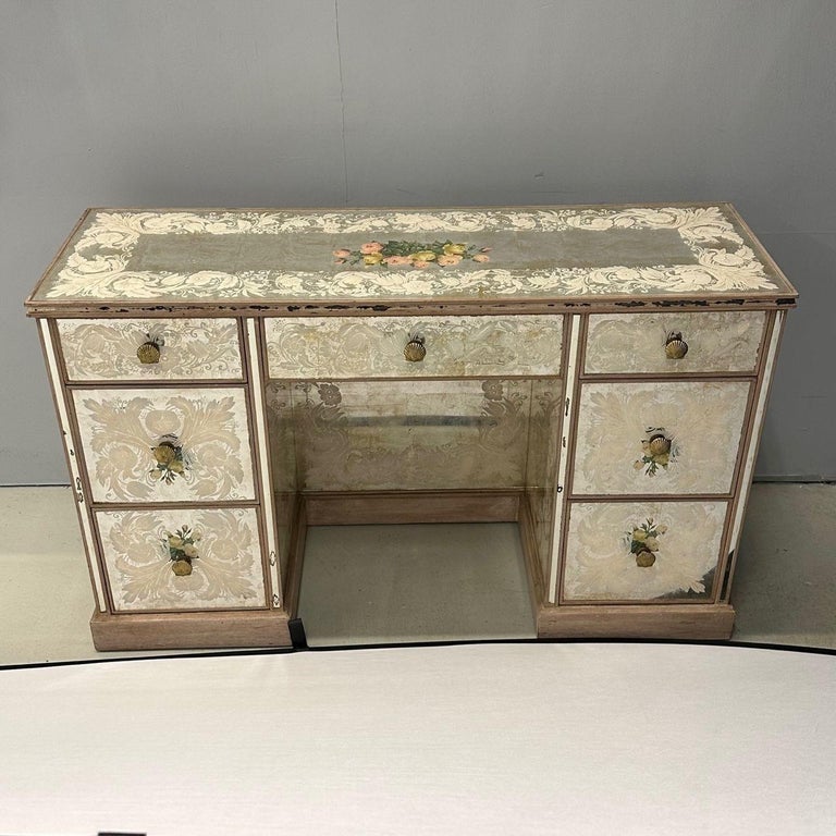 Hollywood Regency French Eglomise Mirrored Desk, Vanity or Writing ...
