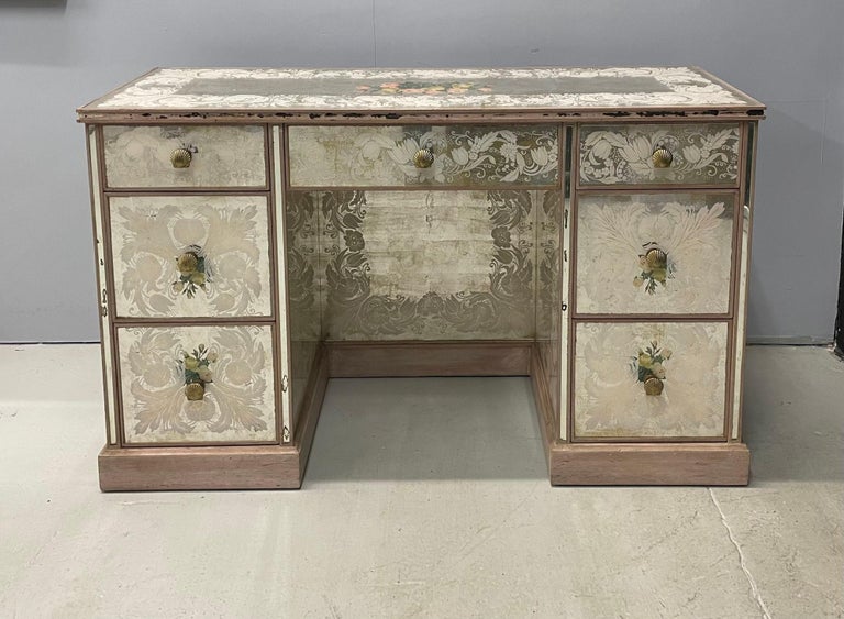 Hollywood Regency French Eglomise Mirrored Desk, Vanity or Writing ...