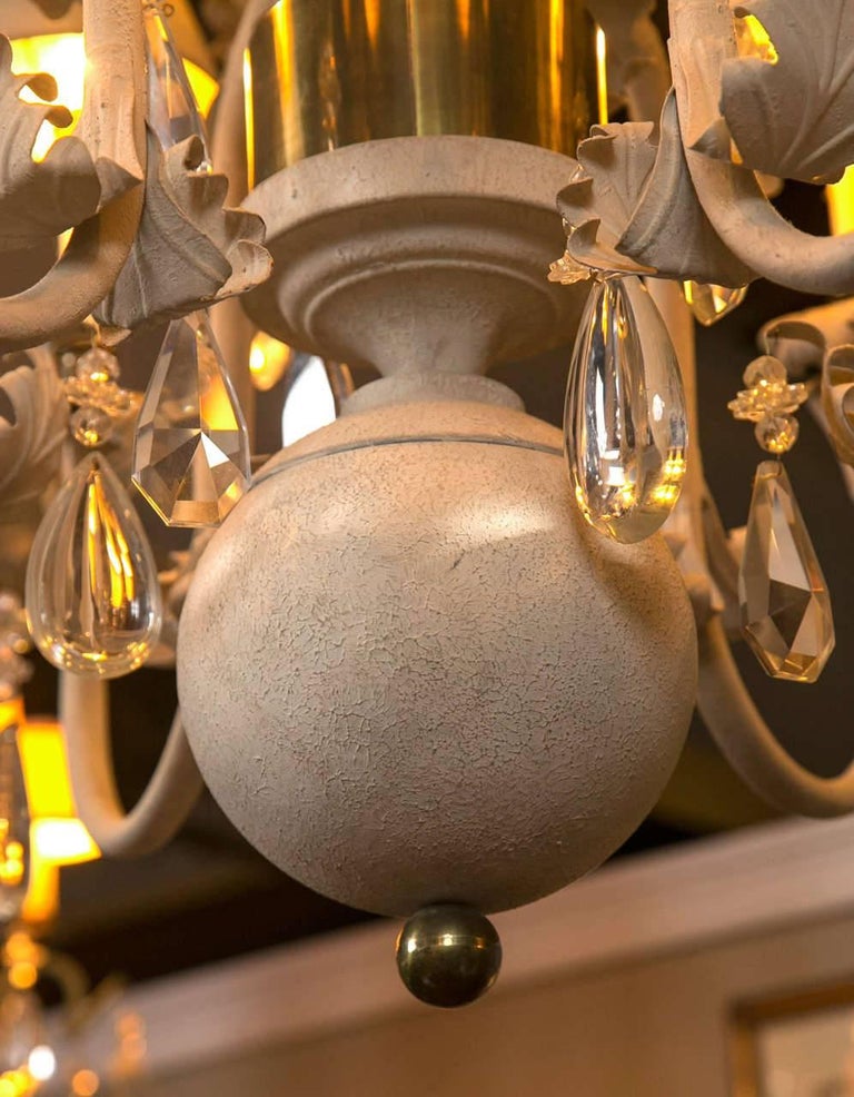 Hollywood Regency French Eight-Arm Gesso, Brass and Wood Chandelier For ...