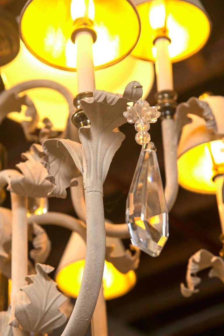 Hollywood Regency French Eight-Arm Gesso, Brass and Wood Chandelier For ...