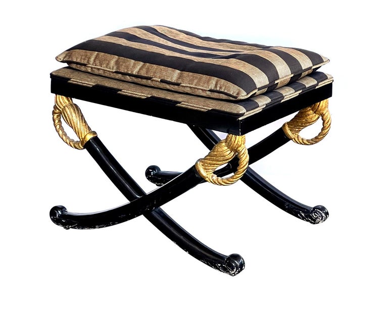 Empire Style Ebonized Cross-Sword Bench with Gilt Highlights For Sale ...