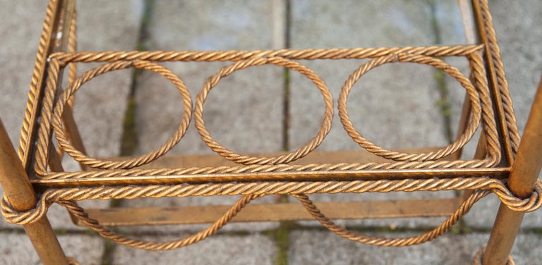 Hollywood Regency Gilt Metal Rope Tassel Bar Cart, Italy, 1960s at 1stDibs