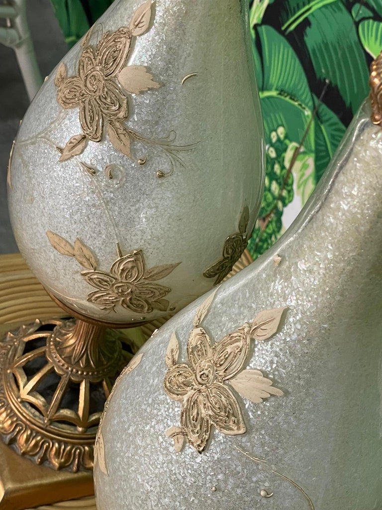 Hollywood Regency Glass and Gold Table Lamps For Sale at 1stDibs