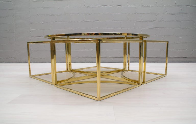 Hollywood Regency Gold Coffee Table with 4 Nesting Tables, France 1960s ...
