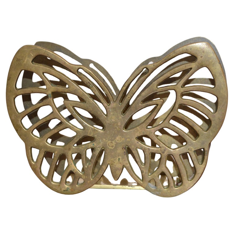 Hollywood Regency Handcrafted Brass Butterfly Napkin Holder Table ...