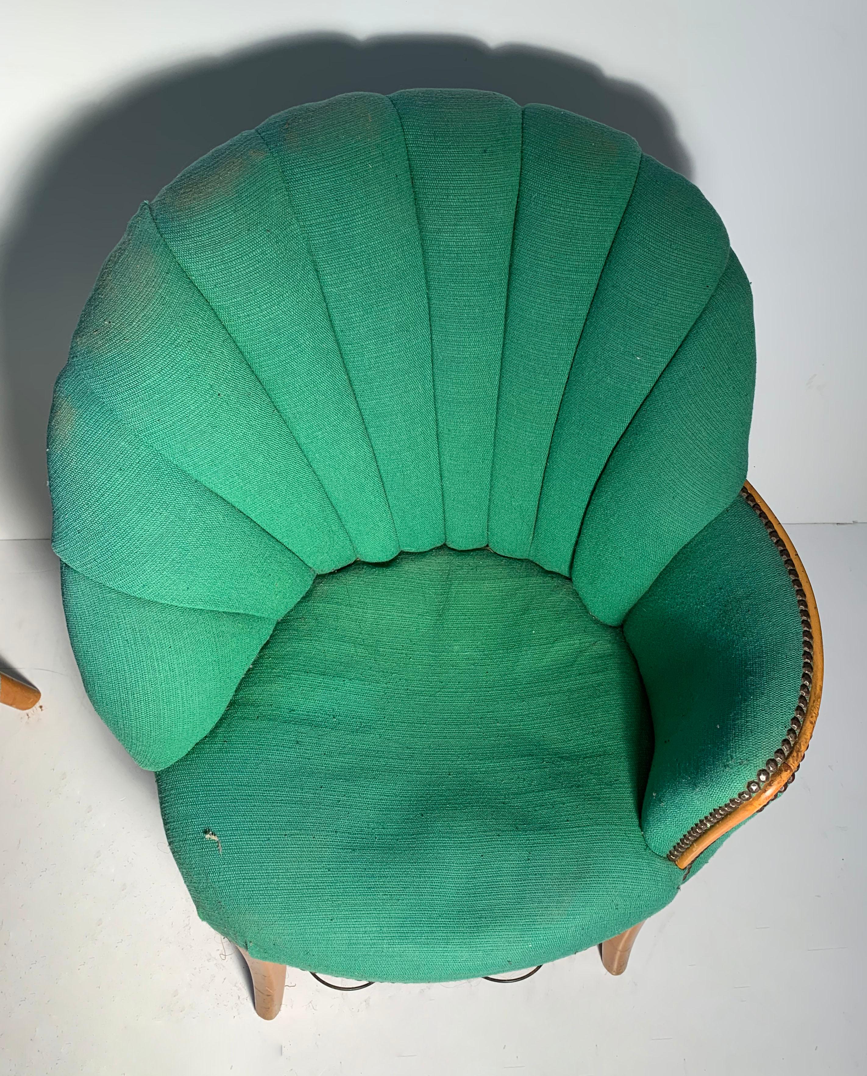 Hollywood Regency High Style Art Deco Fan Shell Back Pair of Chairs For ...