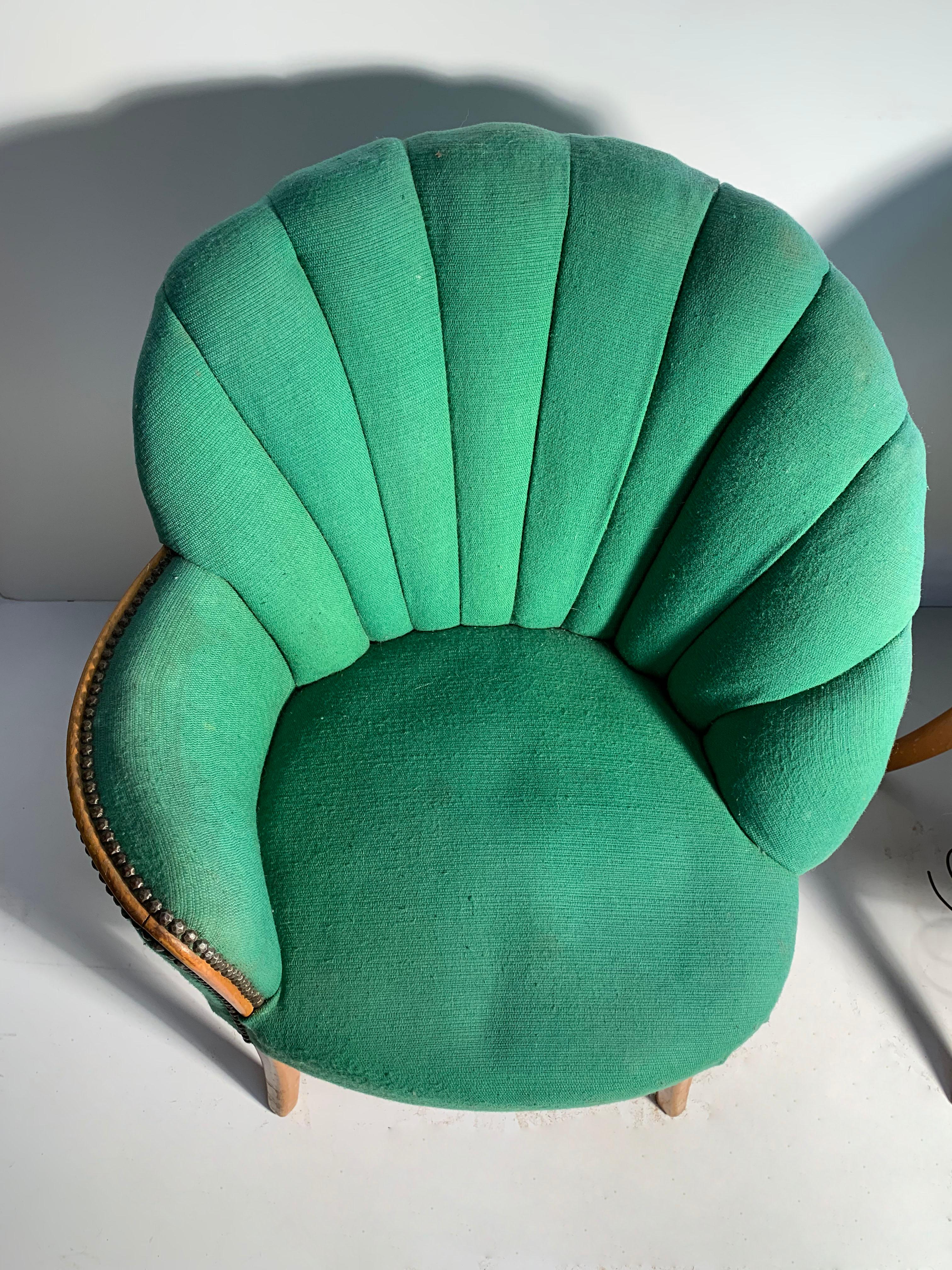 Hollywood Regency High Style Art Deco Fan Shell Back Pair of Chairs For ...