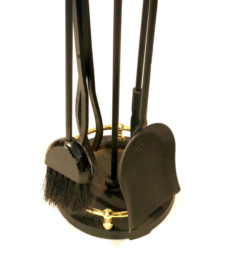 Hollywood Regency Iron and Brass Fireplace Tool Set by Pilgrim at 1stDibs