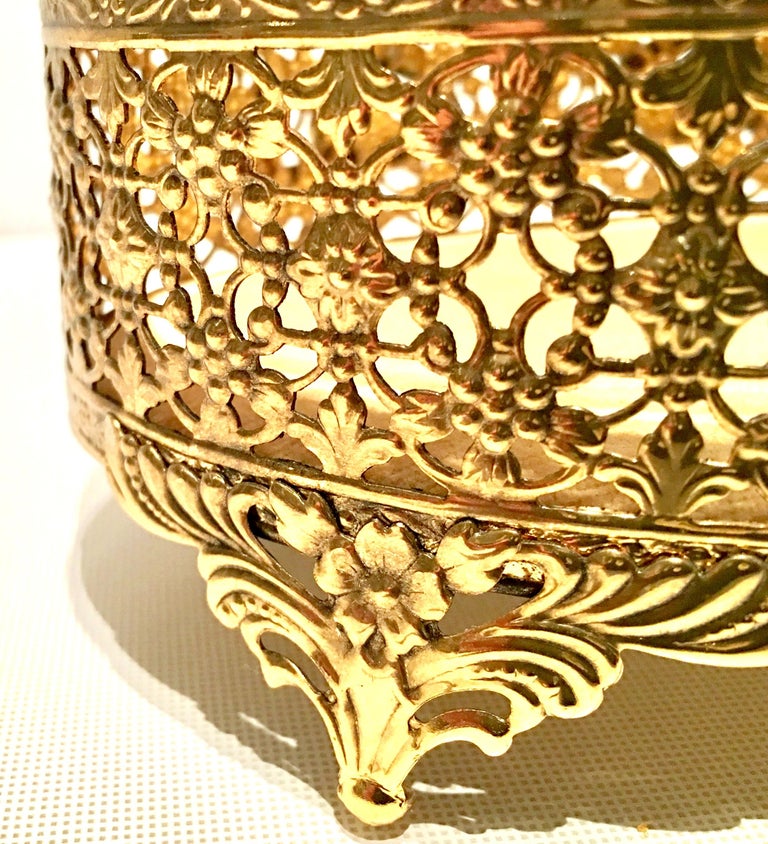 Hollywood Regency Italian 22 Karat Gold Gilt and Glass Oval Footed Box ...