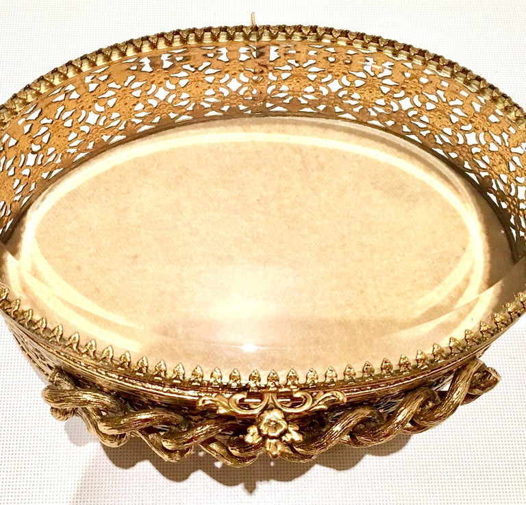 Hollywood Regency Italian 22 Karat Gold Gilt and Glass Oval Footed Box ...