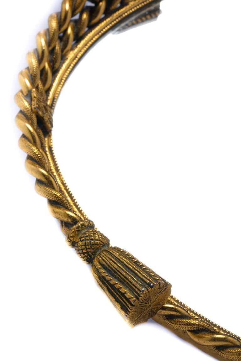Hollywood Regency Italian Brass Rope and Tassel Framed Mirrored Tray c ...