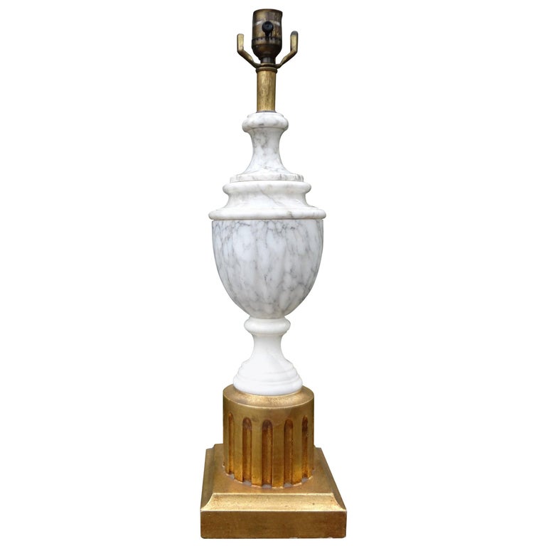 Hollywood Regency Italian Marble Lamp with Giltwood Base For Sale at ...