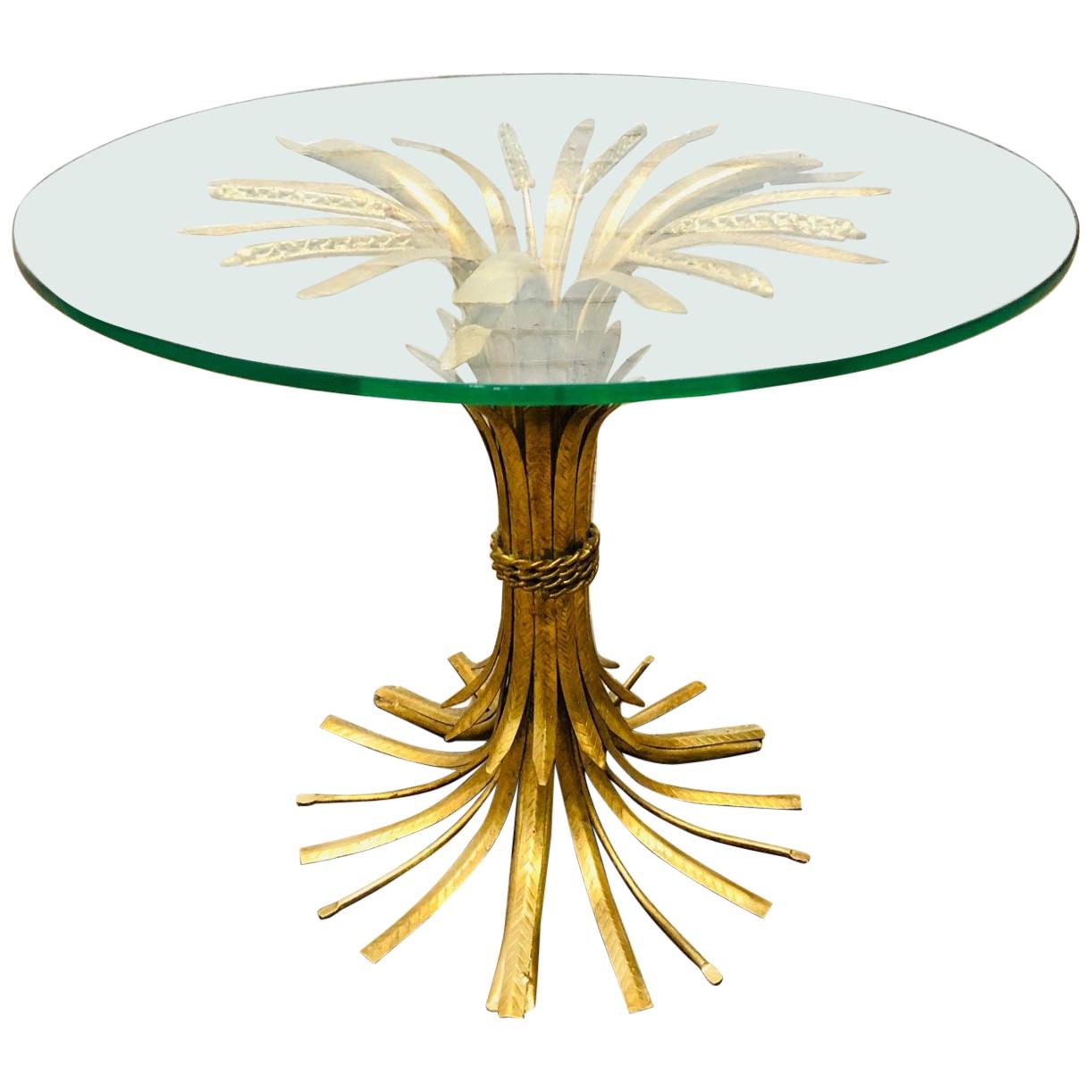 Italian Hollywood Regency Gold Gilt Wheat Sheaf Side Console Table at ...