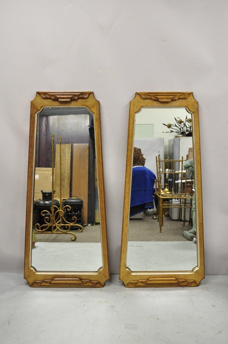 Hollywood Regency Italian Style Ribbon Scroll Carved Wood Wall Mirror ...