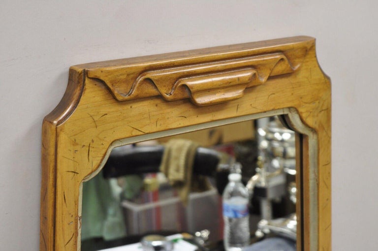 Hollywood Regency Italian Style Ribbon Scroll Carved Wood Wall Mirror ...