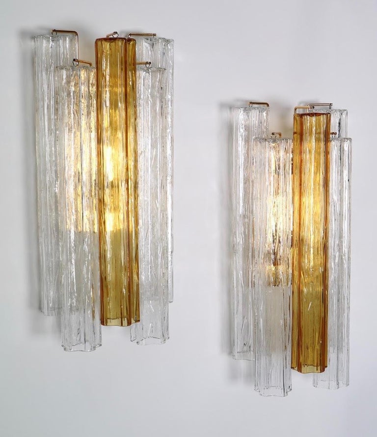 Hollywood Regency Italian Venini Tronchi Glass Sconce in Clear and ...