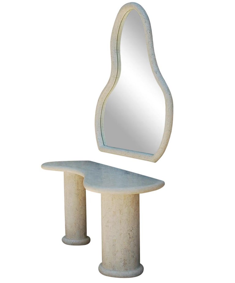 Hollywood Regency Italian White Marble Console Table or Vanity with ...