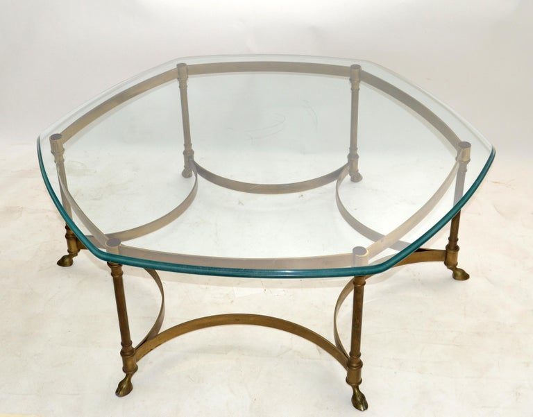 Hollywood Regency Labarge Hexagonal Bronze Beveled Glass Coffee Table ...