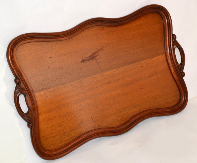 Hollywood Regency Large Rustic Hand Carved Solid Wood Serving Tray ...