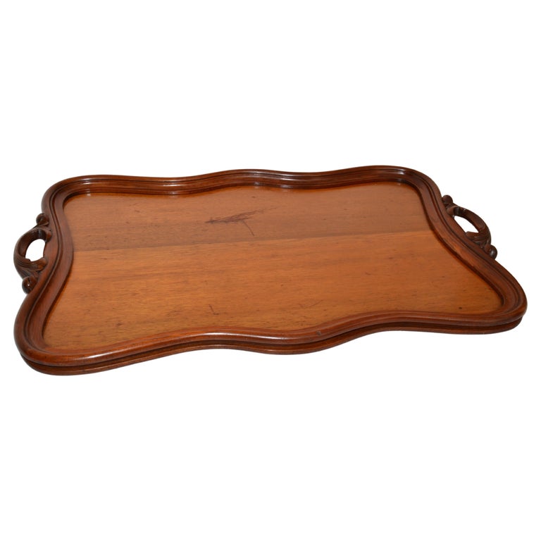 Hollywood Regency Large Rustic Hand Carved Solid Wood Serving Tray ...