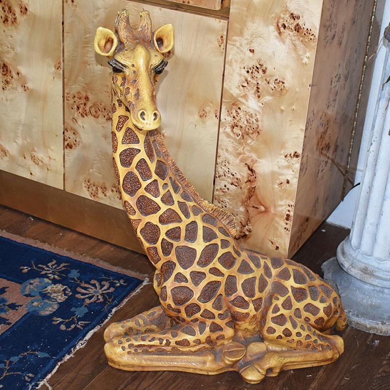 Hollywood Regency Large Vintage Giraffe Floor Sculpture in Brown and ...