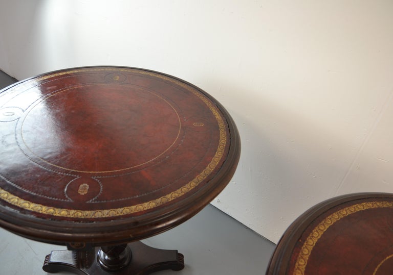 Hollywood Regency Leather Top End Table S/2 at 1stDibs