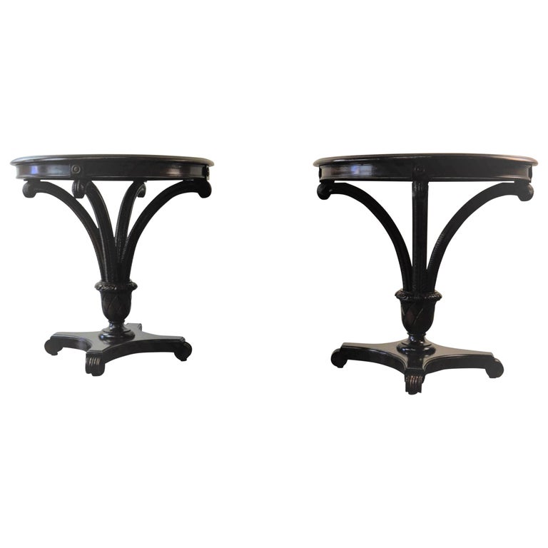 Hollywood Regency Leather Top End Table S/2 at 1stDibs