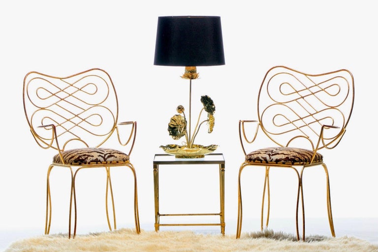 Hollywood Regency Lotus Flower Lamp in Polished Brass by Feldman c ...