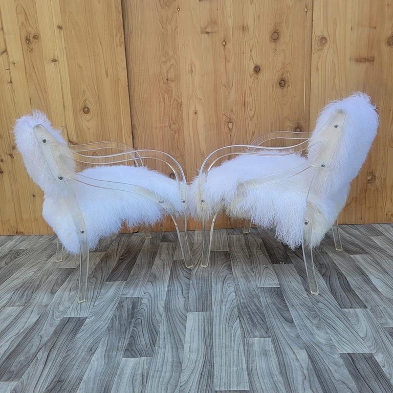 Hollywood Regency Lucite Frame Armchairs Newly Upholstered, Pair For ...