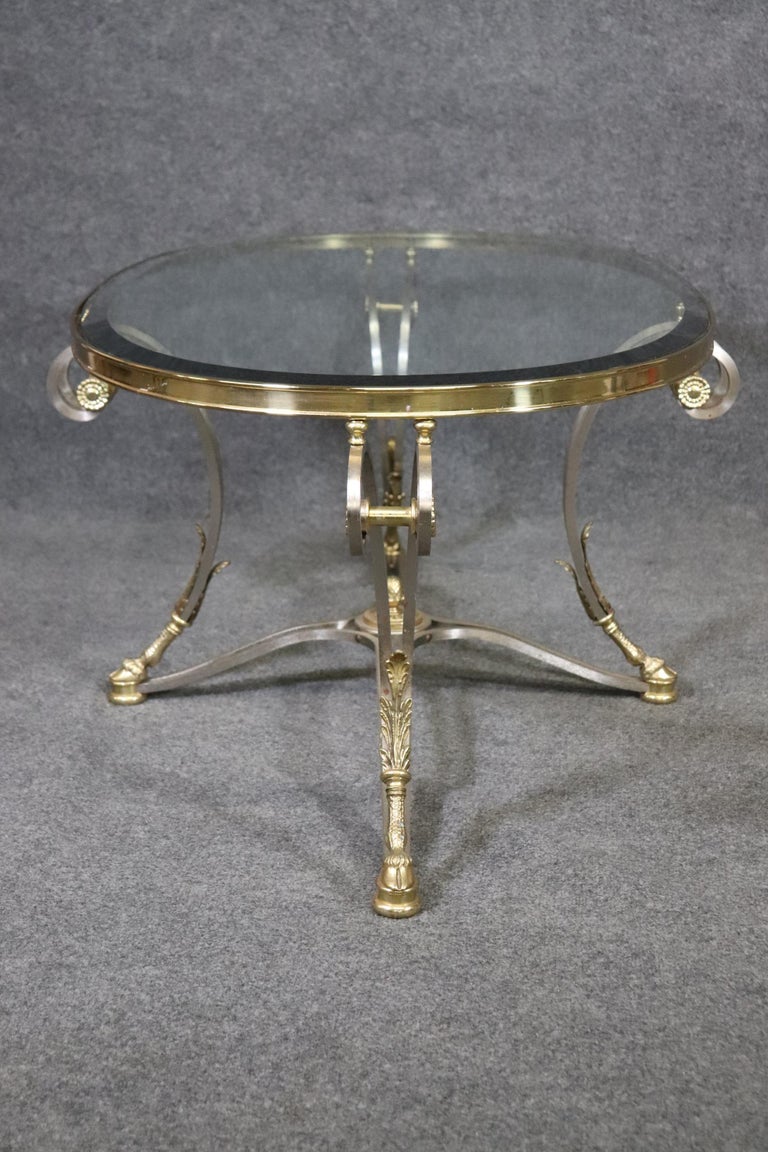 Hollywood Regency Maison Jansen Style Beveled Glass Top Coffee Table ...