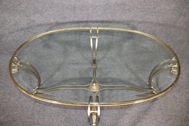 Hollywood Regency Maison Jansen Style Beveled Glass Top Coffee Table ...