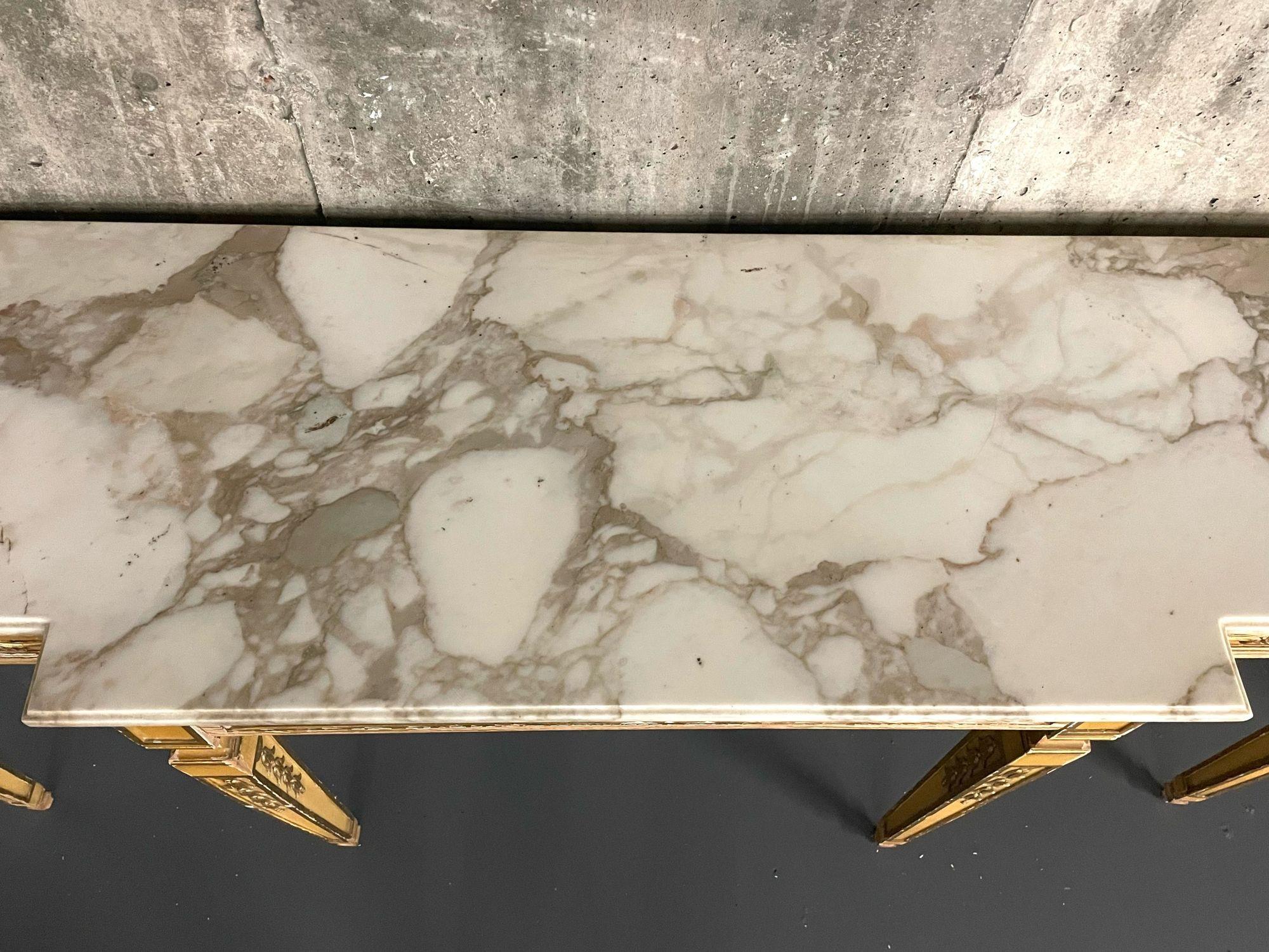 Hollywood Regency Marble Top Console / Sofa Table, Sideboard, Giltwood ...