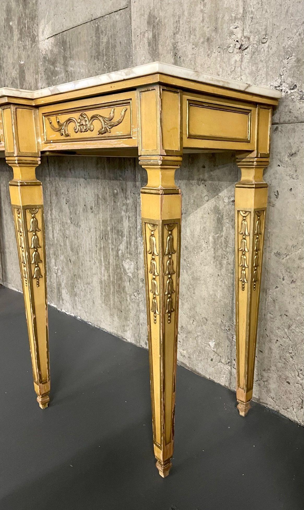 Hollywood Regency Marble Top Console / Sofa Table, Sideboard, Giltwood ...