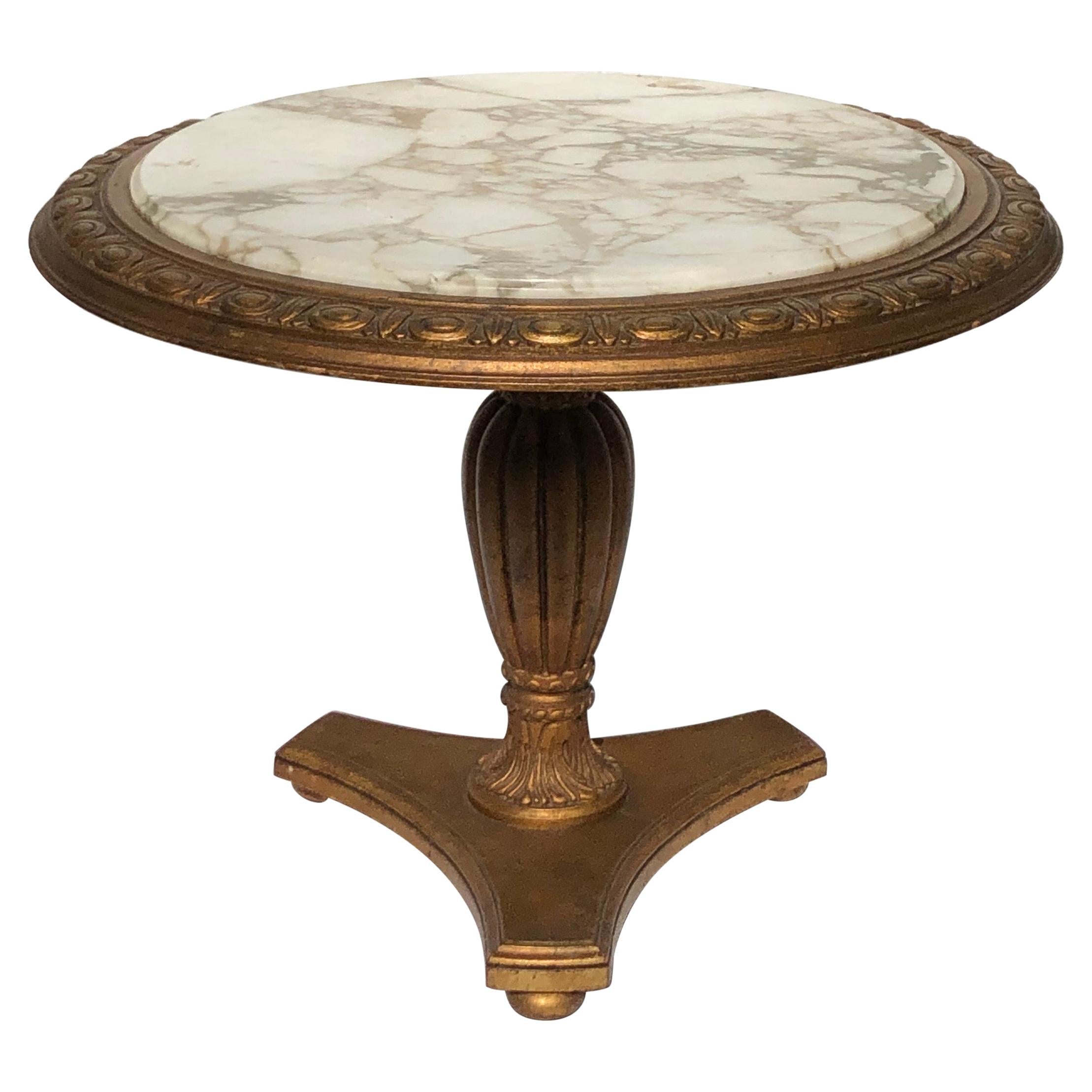 Hollywood Regency Marble Top Side Table at 1stDibs