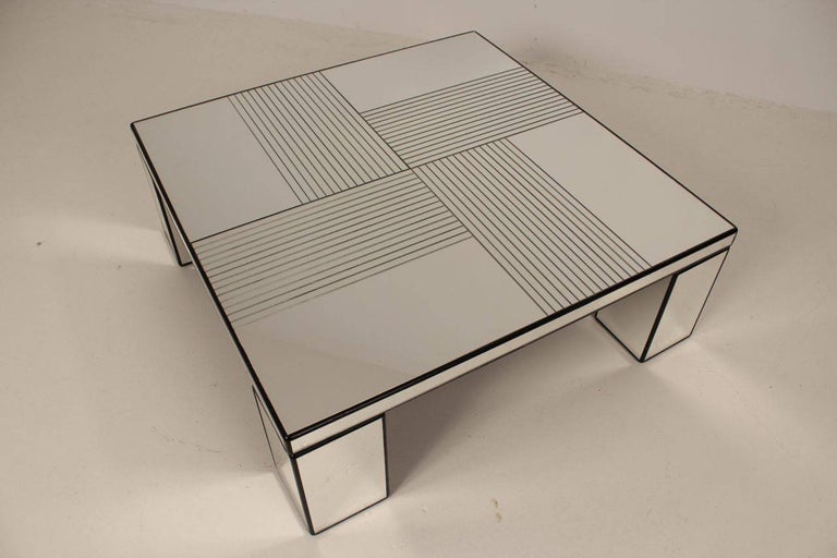 Hollywood Regency Mirror Coffee Table at 1stDibs