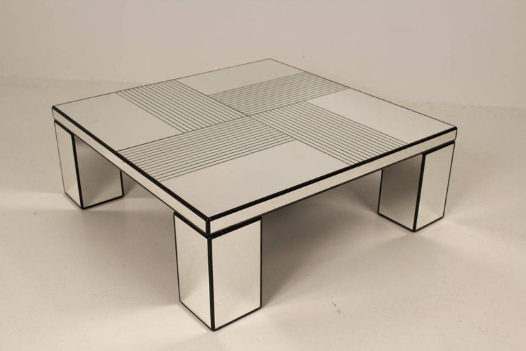 Hollywood Regency Mirror Coffee Table at 1stDibs