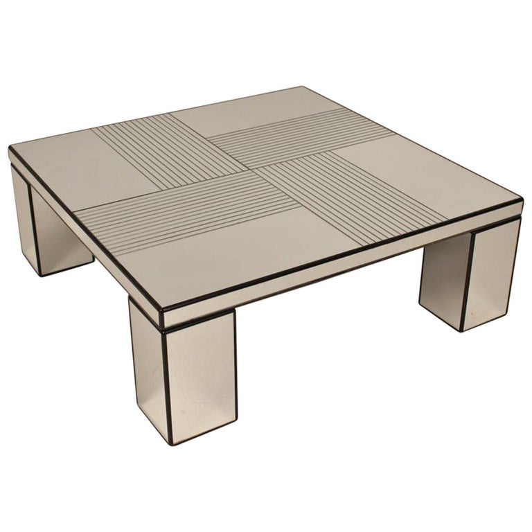 Hollywood Regency Mirror Coffee Table at 1stDibs