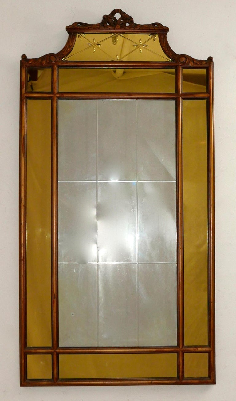 Hollywood Regency Mirror with Yellow Tinted Border at 1stDibs