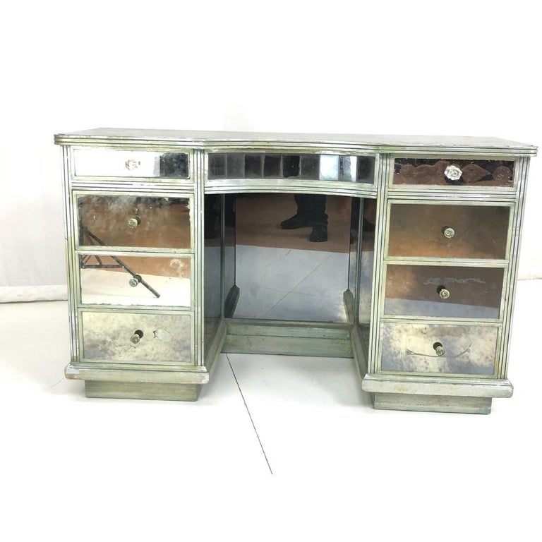 Hollywood Regency Mirrored Decorator Vanity Or Writing Desk at 1stDibs