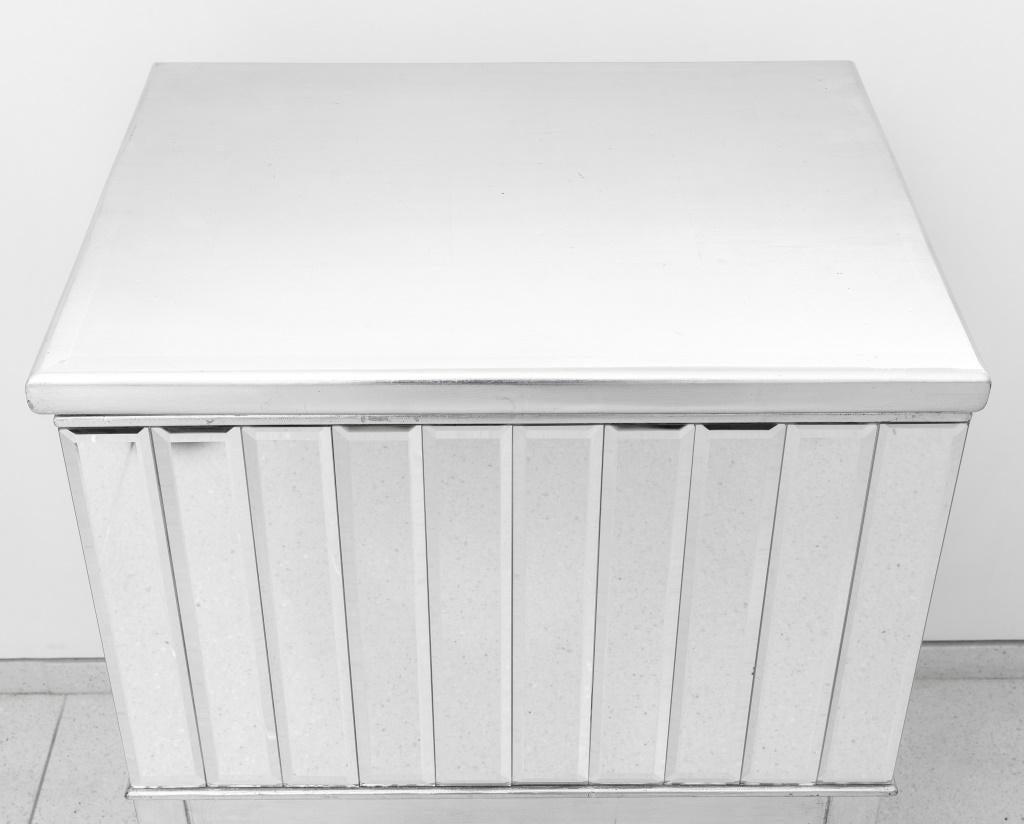 Hollywood Regency Mirrored and Silvered File Cabinet For Sale at 1stDibs