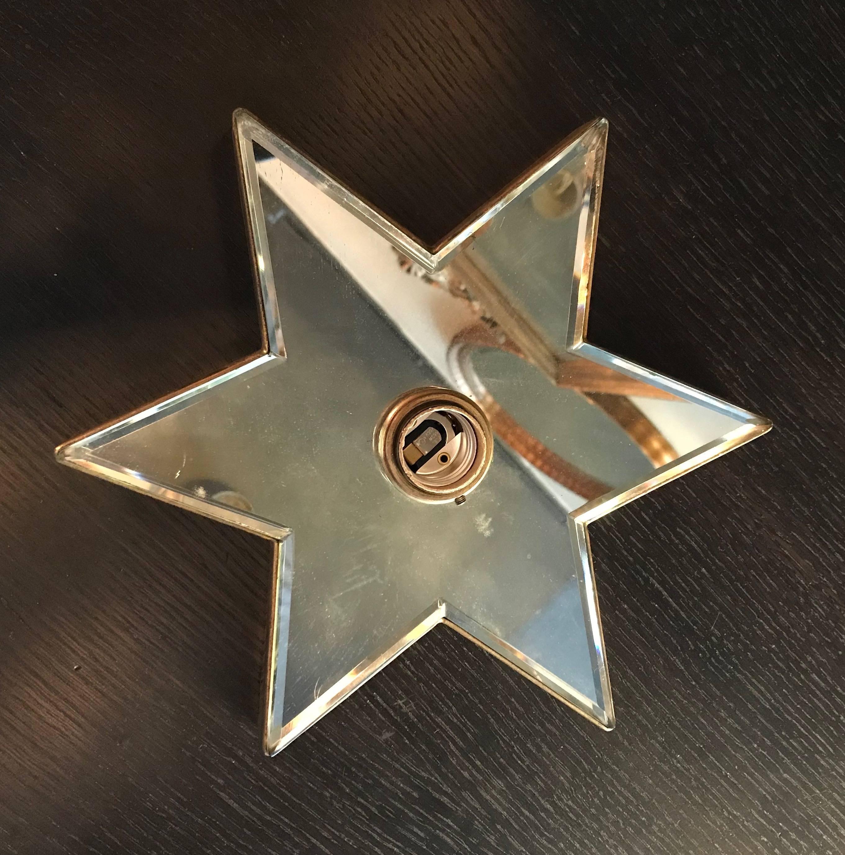 Hollywood Regency Mirrored Star Wall Sconce at 1stDibs | star wall sconces
