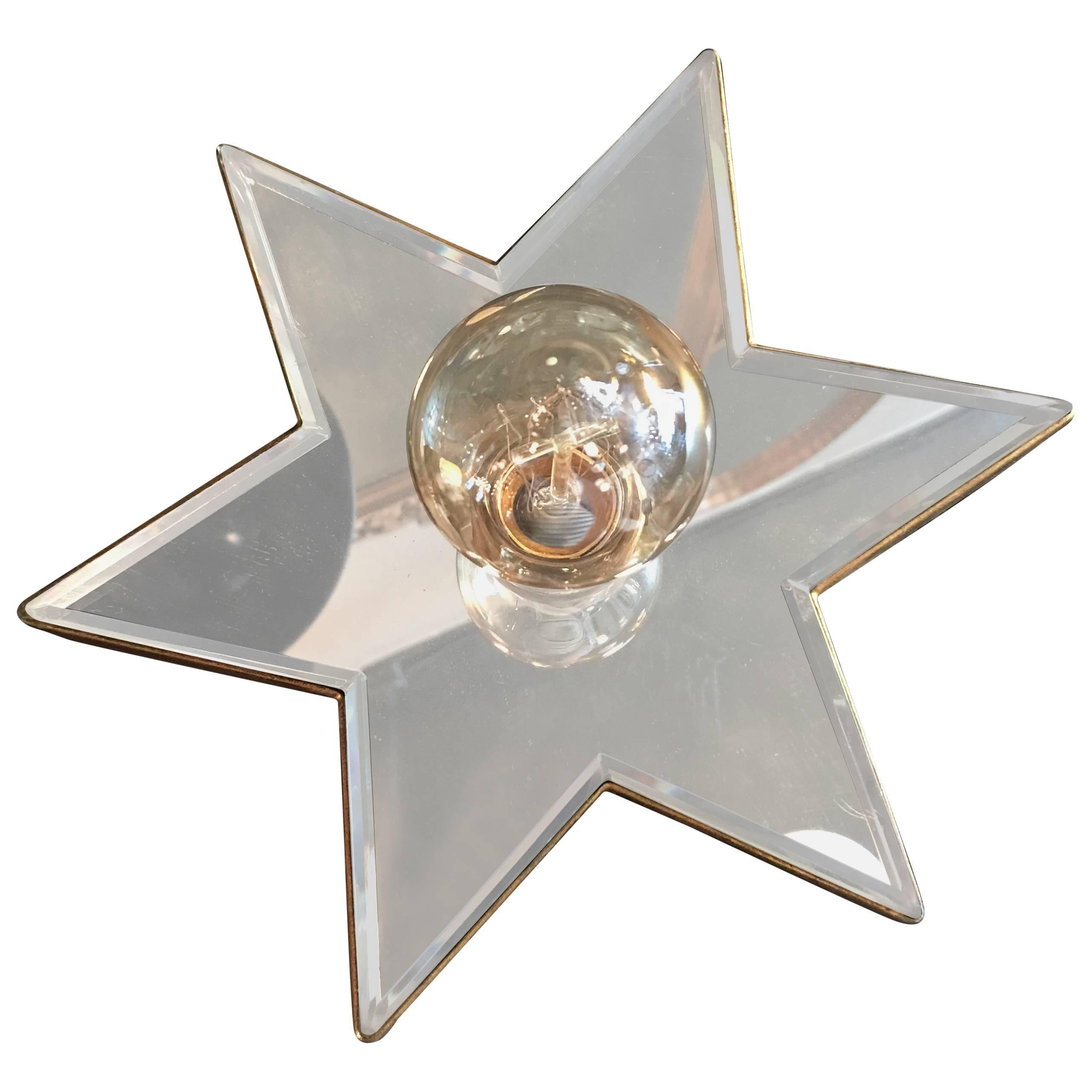 Hollywood Regency Mirrored Star Wall Sconce at 1stDibs | star wall sconces