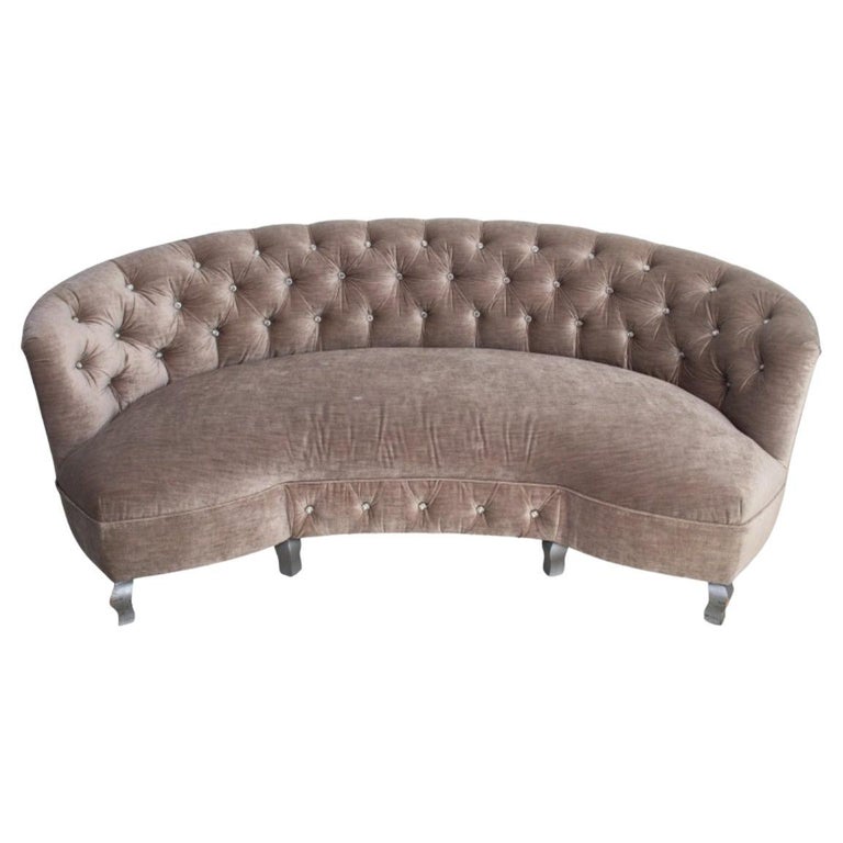 Hollywood Regency Modern Glam Velvet Crescent Sofa For Sale at 1stDibs
